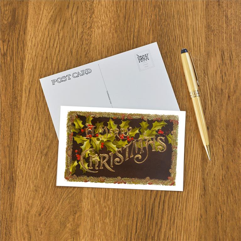 A Merry Christmas, Holly and Gold Letters Vintage Image, Merry ...