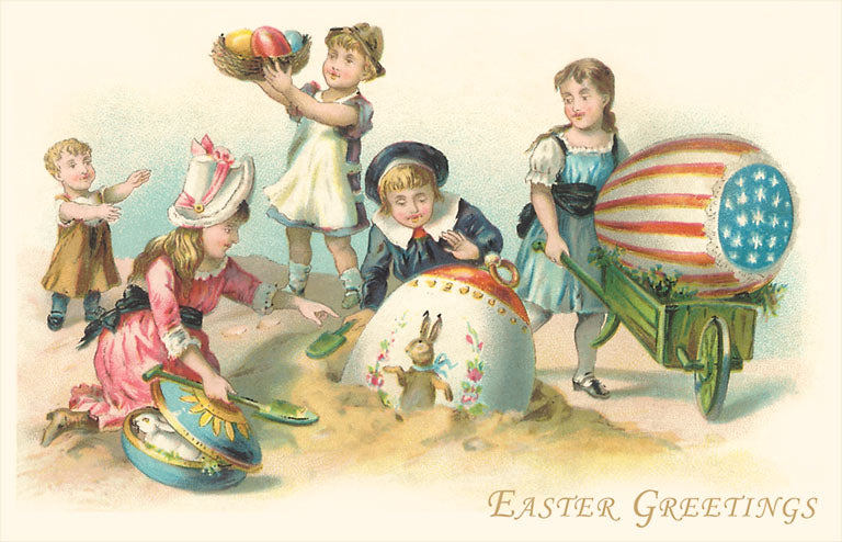 Easter Greetings, Children Playing Vintage Image, Easter EA-186 – Found ...